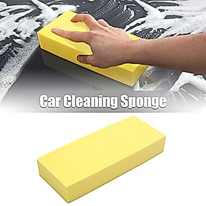 uxcell 7" x 2.76" x 1.2" Car Wash Sponge Soft Sponge PVA Water Absorbing Foam Sponge for Car Washing Cleaning Yellow