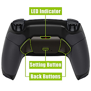 eXtremeRate Black Real Metal Buttons (RMB) Ver. RISE Remap Kit for PS5 Controller BDM-030 040 050 with Black Rubberized Grip Back Shell, Upgraded Programable Back Buttons Attachment for PS5 Controller