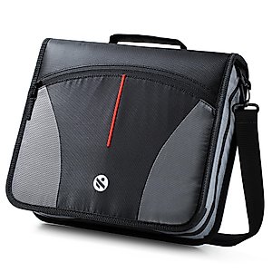 Kinbashi 3 Ring Binder, 3 Inch O-Ring Zipper Binder with Shoulder Strap, Expanding Files and Multiple Pockets, Jet Black