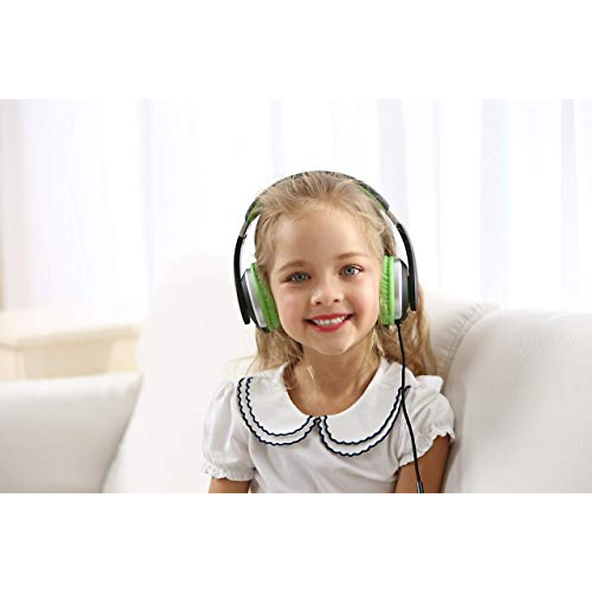 rockpapa I20 Foldable Kids Headphones with Microphone for School, Wired On-Ear Boys Girls Childrens Students Headphones Plug in for Tavel Laptop Computer PC Tablet CD DVD TV Black Green