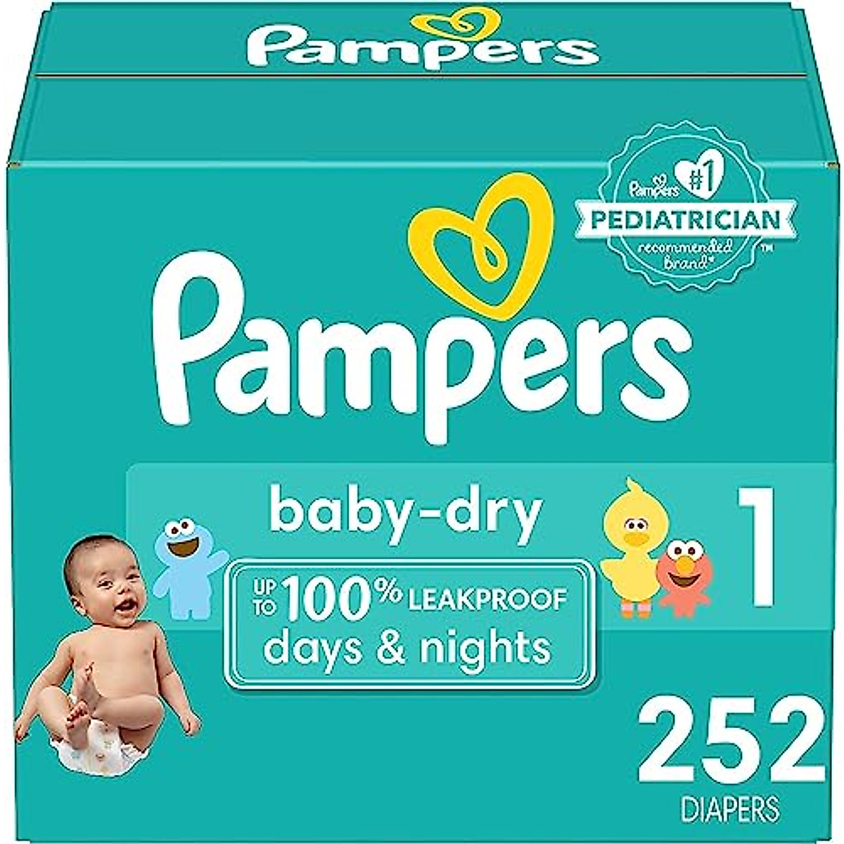 Diapers Size 1, 252 count - Pampers Baby Dry Disposable Diapers