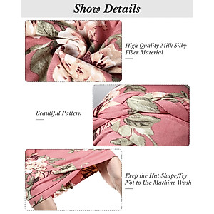 SATINIOR 4 Pieces African Women Turban Cap Head Wraps Beaded Headscarf Beanie Wrap (Camouflage Color,Camouflage Style)