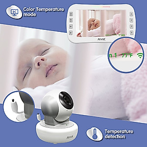 Video Baby Monitor with Remote-Controlled Camera and Wide Screen by Axvue, Grey, Model E650