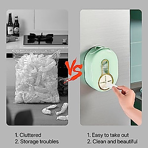 Jrsoul He Fresh Keeping Bag Storage Box with 100 Disposable Cling Film Multifunctional Plastic Wall-mounted Safety Kitchen Storage (mint green)