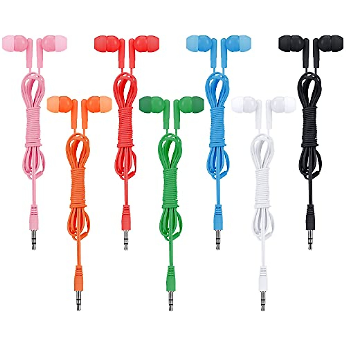 30 Packs Earbuds Bulk Headphones for Classrooms, QIDAIZUOEN Student Earphones Individually Wrapped for School in 7 Colors