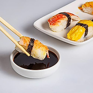 Auanlay Ceramic Dipping Bowls Set of 6, Soy Sauce Dish, 3 Oz Dip Bowls, Mini Pinch Bowls, Sauce Cups, Small Serving Bowls for Side Dishes, Condiment, Prep, Sushi, Appetizer, Seasoning, White