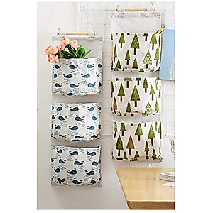 GUAGLL Home Storage Bag Three Pockets Household Wardrobe Door Wall-Mounted Storage Bag for Toys Socks, Clothes