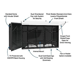 The TV Shield 52-55" Anti-Glare Outdoor TV Enclosure, Combo Pack (Full Motion Mount, and Fan), (2nd Generation), Fits 52-55" Television