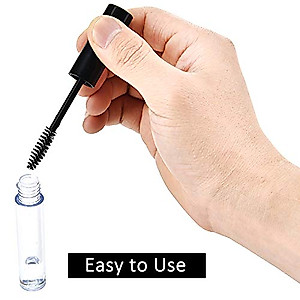 Benvo 4 Pcs 10ml Empty Mascara Tubes with Eyelash Wand Eyelash Cream Container with 4 Transfer Pipettes and 4 Funnels 4 Rubber Inserts for Castor Oil Brow Growth Serum DIY Cosmetics