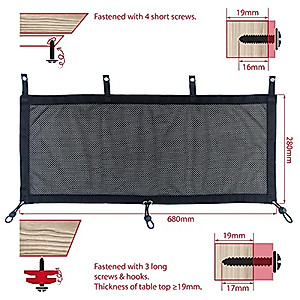 OASHISU 26 Inch Polyester Under Desk Cable Manager Stretch Mesh Net Cord Organizer Elastic Cable Raceway Tray Management for Cords Power Strip with Cord Protector Cable Clips Cable Ties