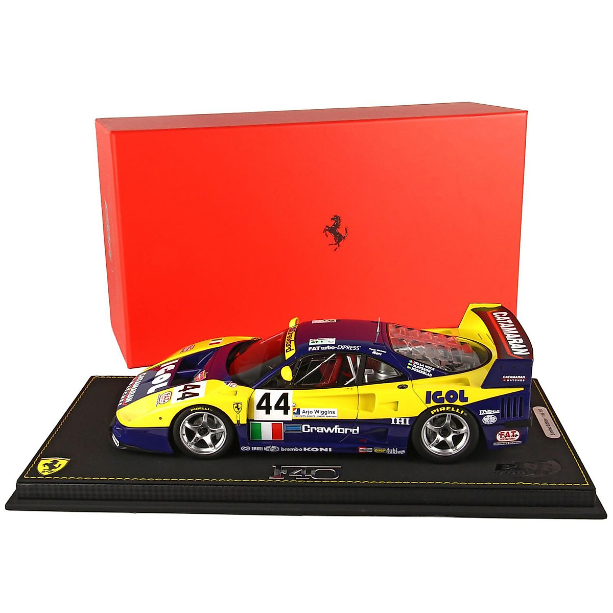 F40 LM #44 Luciano Della Noce - Anders Olofsson - Carl Rosenblad Ennea SRL Igol 24 Hours of Le Mans (1996) with Display CASE Limited Edition to 200 Pieces Worldwide 1/18 Model Car by BBR P18139F