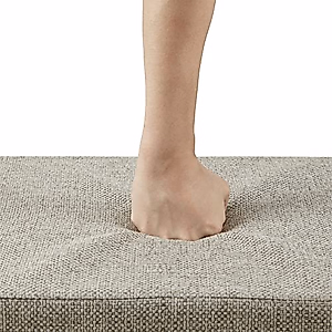 510 DESIGN Zeus Storage Bench - 3 Cubeicals Bedroom Organizer, Padded Ottoman Foot Rest for Living Room, Entry Way Home Furniture w/Upholstered Seat Cushion, 15" W x 38" L x 18" H, Grey