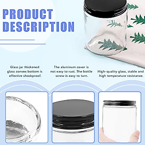 Glarks 8 Pack 8oz Glass Jars with Lids, Round Clear Glass Jars with Inner Liner and Black Lids for Storing Creams, Beauty Products, Cosmetic and Ointments