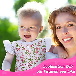 4 Pieces Sublimation Baby Blank Bodysuits White Short Sleeve Bodysuits for Baby girls Ruffle Jumpsuit Fabric and Polyester (0-3 Months)