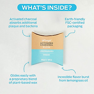 DrTung's Vegan Activated Charcoal Floss - Natural Floss, PTFE & PFAS Free Floss, Gentle on Gums, Expands & Stretches, BPA Free Floss - Natural Dental Floss Lemongrass Flavor (Pack of 2)