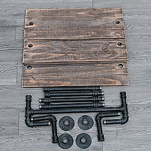 Ucared Vintage Industrial Pipe Bathroom Shelves Wall Mounted, 3-Tier 24" Rustic Wall Shelf with Bath Towel Bars,Farmhouse Towel Rack,Metal & Wooden Floating Shelves,Over The Toilet Storage Shelf