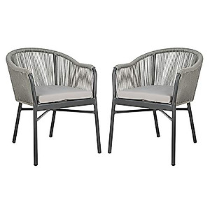 SAFAVIEH Outdoor Collection Nicolo Grey Rope Chair (Set of 2)