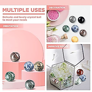 Nuenen 15 Pcs Gemstone Sphere Balls Crystals Bulk 1 Inch Polished Crystal Sphere Bulk Multi-Style Witch Ball Stones Gemstones Sphere Pocket Palm Crystals for Wicthcraft Meditation Reiki Balancing