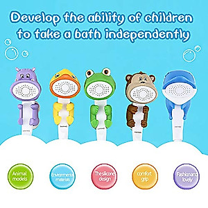 KAIYING Children's Handheld Shower Head,Cartoon Water Flow Spray Shower Head Baby Kids Toddler Bath Bathing Accessories (J:Showerhead(Froggie)+Hose+Diverter)
