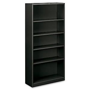 HON Steel Bookcases-5 Shelf Metal Bookcase, 34-1/2"Wx12-5/8"Dx71"H, Charcoal