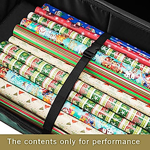 Rolling Wrapping Paper Storage Organizer-Ultimate Present Wrap Station on Wheels- Holds Holiday Gift Bags, 30-40” Rolls, Bows & Ribbon by Elf Stor, (L) 42” x (W) 16” x (H) 13”, Green