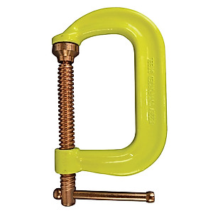 BESSEY CDF402CHV Drop Forged 2 In. x 2 1/8 In. Throat Depth, High Visibility Frame, Copper Plated Spindle with Pad & Handle Yellow