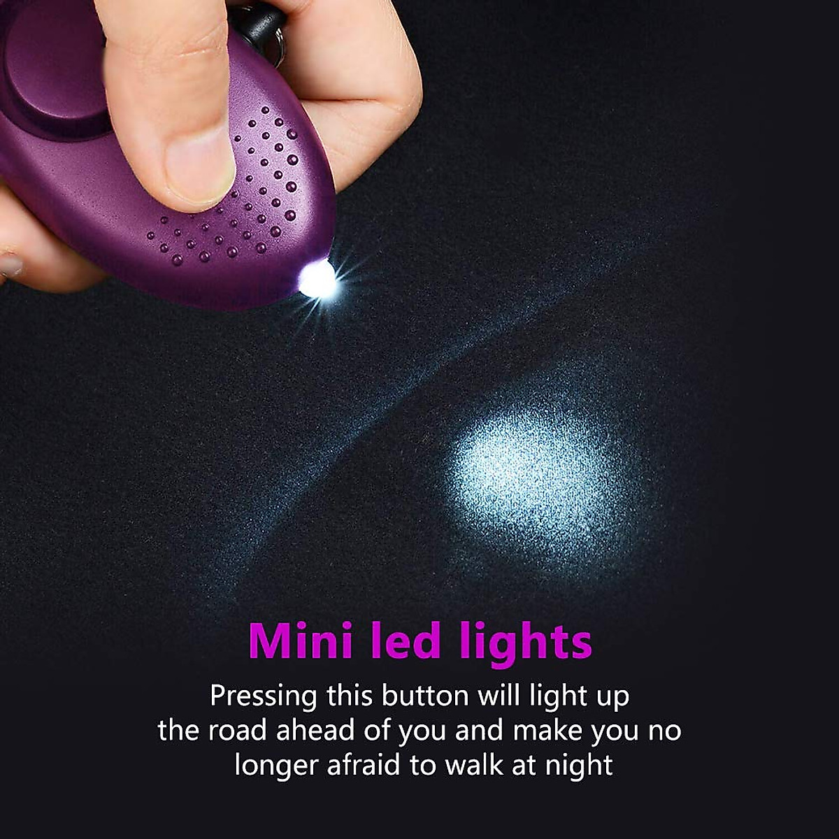 140 DB Personal Safety Alarm Self Defense Keychain Purple with LED Light, Security Alarm Personal Alarms for Women ,Kids,Man,Night Workers, Elderly SOS Alarm Emergency AOLANS