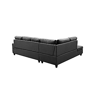 GINGVAT L-Shape Fabric Sectional Sofa,Left Consort Couch with Moveable 2 Pillows and Storage Ottoman,for Living Room Furniture Sets, Gray