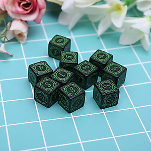 10Pcs D6 Polyhedral Dice Square Edged Numbers 6 Sided Dices Beads Table Board Role Play Game for Bar Club Party Polyhedral Dice Set Filled DND Dice Polyhedral Dice Set Green Polyhedral Dice Set Blue