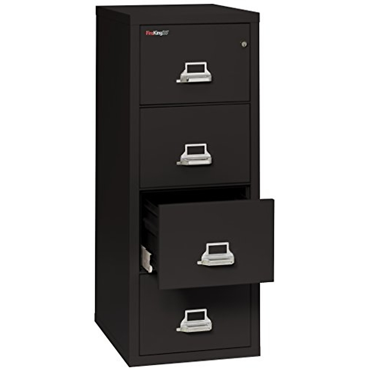 FireKing Vertical 4 Drawer Legal Fire Safe File Cabinet with Key Lock, 1 Hour Fire Rated, UL Rated & Water Resistant Home Safe, Fire Safe Filing Cabinet, Made in The USA, Black