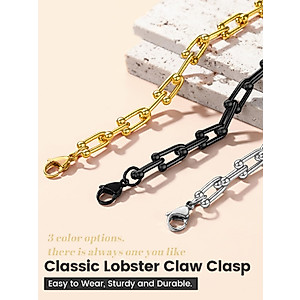 KeyStyle Gold Paperclip Chain Bracelet for Women, 18k Gold U Shaped Link Bracelets for Wife Fiancee, 21cm