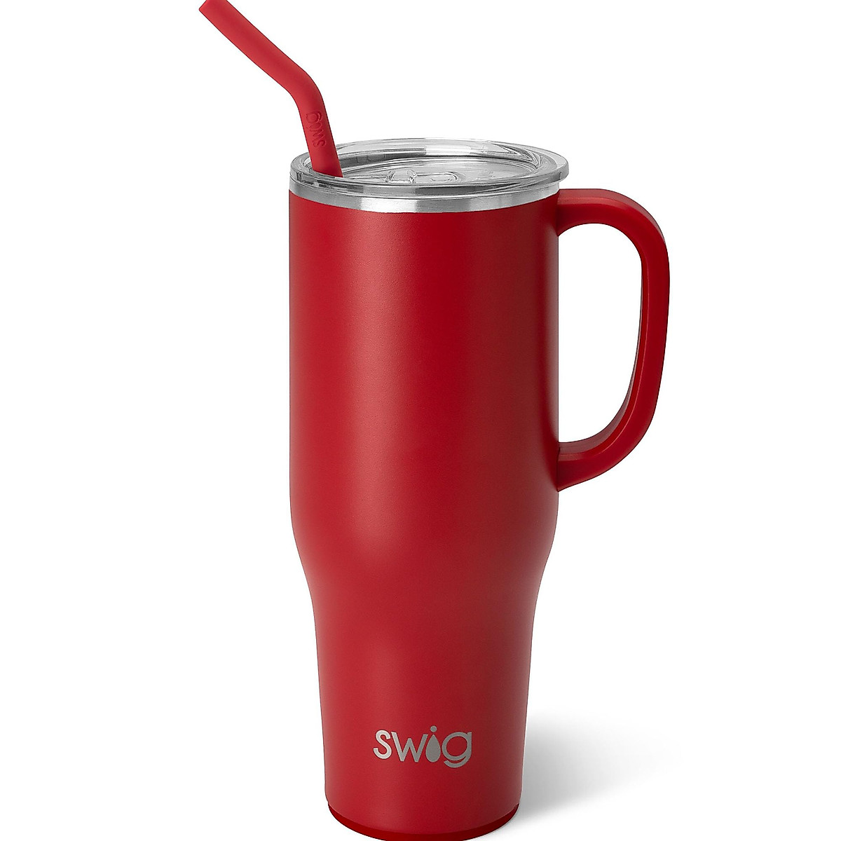 Swig Life 40oz Mega Mug, 40 oz Tumbler with Handle and Straw, Cup Holder Friendly, Dishwasher Safe, Extra Large Insulated Tumbler, Stainless Steel (Crimson)