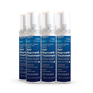 Amazon Basic Care Minoxidil Topical Aerosol, 5% Foam, Hair Regrowth Treatment for Men, 6-month Supply, Unscented, 2.11 oz (Pack of 6)