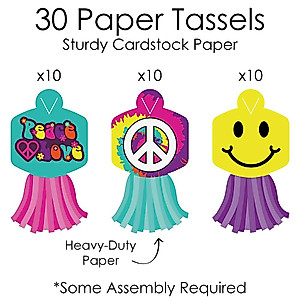 Big Dot of Happiness 60’s Hippie - 90 Chain Links and 30 Paper Tassels Decoration Kit - 1960s Groovy Party Paper Chains Garland - 21 feet