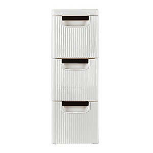 Dresser Storage Drawer Units Narrow Rolling Storage Cabinet Plastic Drawer Storage Cart on Wheels,Standing Shelf Units for Bathroom Bedroom Office Kitchen Living Room (White-3-Tire with Wheels)