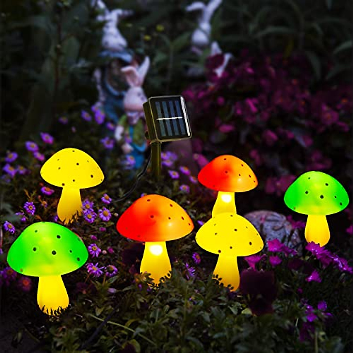 Solar Mushroom Lights Outdoor Waterproof, LED Landscape Lights Pathway Lights Solar Powered with 6 Cute for Garden, Yard, Path, Fence, Lawn, Christmas and Wedding Decoration, Mushroom-multicolour