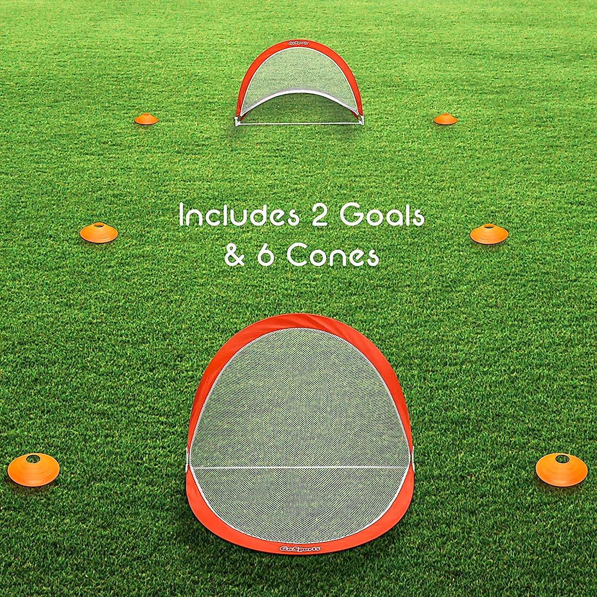 GoSports Portable Pop-Up Soccer Goals for Backyard - Kids & Adults - Set of Two Nets with Agility Training Cones and Carrying Case