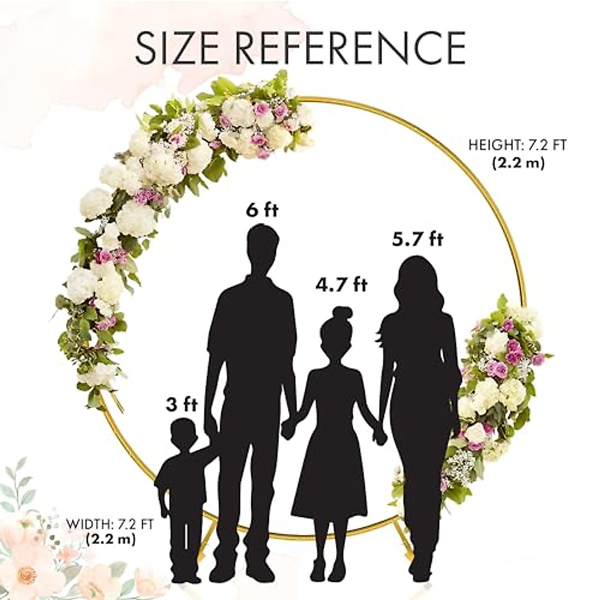 7.2FT Round Backdrop Stand - Circle Backdrop Stand Gold Balloon Arch Frame kit - Metal Wedding Arch Backdrop Stand - Circle Arch Gold Arch for Parties, Wedding, Baby Shower Decorations