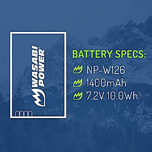 Wasabi Power Battery (4-Pack) for Fujifilm NP-W126 & FinePix HS33EXR, HS50EXR, X-T100, X-T200, X100F, X100V, X-A10, X-E2S, X-E3, X-E4, X-Pro2, X-Pro3, X-T1, X-T2, X-T3, X-T10, X-T20, X-T30, X-T30 II