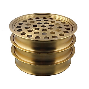 Communion Ware 3 Holy Wine Serving Trays with A Lid & 2 Stacking Bread Plates with A Lid - Stainless Steel (Brass/Gold Shiny)