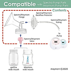 Maymom Pump Part Compatible with Spectra S2 Spectra S1 9 Plus Breastpump Replace Spectra Pump Part Replace Spectra S1 Accessories Spectra Flange Spectra Duckbill Valve (Flange 17mm Pink Valve)