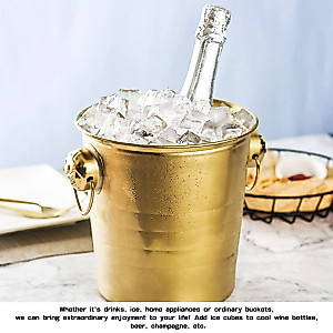 LNQ LUNIQI Metal Ice Buckets 3L Insulated Ice Bucket Stainless Steel Ice Bucket Wine Champagne Bucket Beer Bottles Cooler for Home Restaurant Hotel Catering Party Bar （Golden）