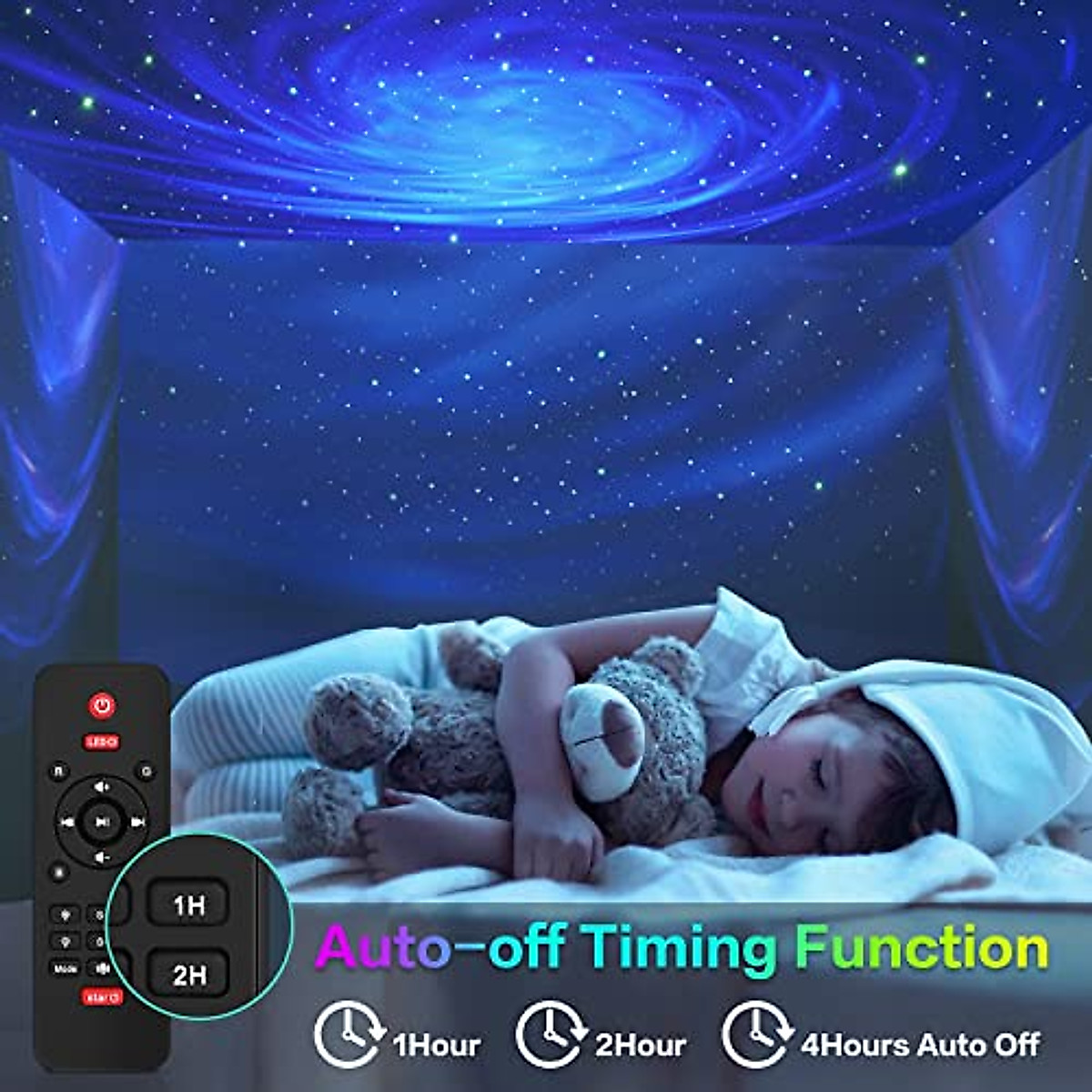 Star Projector Galaxy Light, Aurora Galaxy Star Light Projector with Remote Control, Timing Function & Bluetooth Music Speaker, Ceiling Starlight Night Light Projector for Bedroom