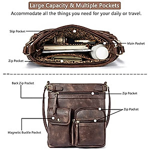 Telena Crossbody Purses for Women Medium PU Leather Shoulder Bag with Multi Pocket for Women Coffee