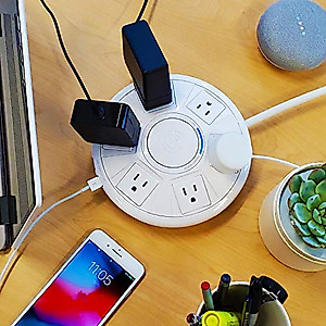 Accell Power Air - Surge Protector and USB Charging Station - White, 6 ft (1.8 m), (Model: D080B-048F)