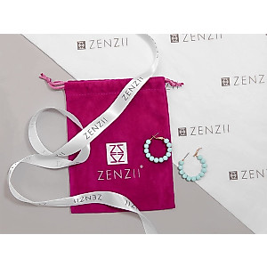 ZENZII Beaded Hoop Fashion Earrings Bohemian Circle Round Bead Earrings Chic Dangle Earrings for Women (Hot Pink)