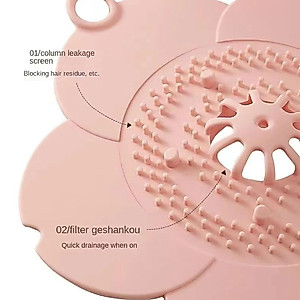 Bathtub Drain Cover Tub Stopper,Silicone Floor Drain Cover for Bathroom,Flower Shape Drain Hair Catcher Strainer,Kitchen Sink Drain Stoppers,Anti-Odor Shower Drain Stopper