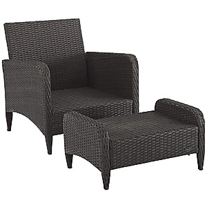 Crosley Furniture Kiawah 2-Piece Outdoor Chair Set, Wicker Patio Chairs for Conversation, Porch, Deck, Blue