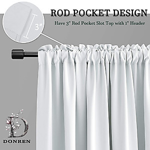 DONREN Greyish White Window Curtain Panels - 42 Width x 84 Length 2 Panels Thermal Insulated Rod Pocket Room Darkening Curtains for Bedroom
