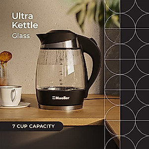 Mueller Ultra Kettle: Model No. M99S 1500W Electric Kettle with SpeedBoil Tech, 1.8 Liter Cordless with LED Light, Borosilicate Glass, Auto Shut-Off and Boil-Dry Protection